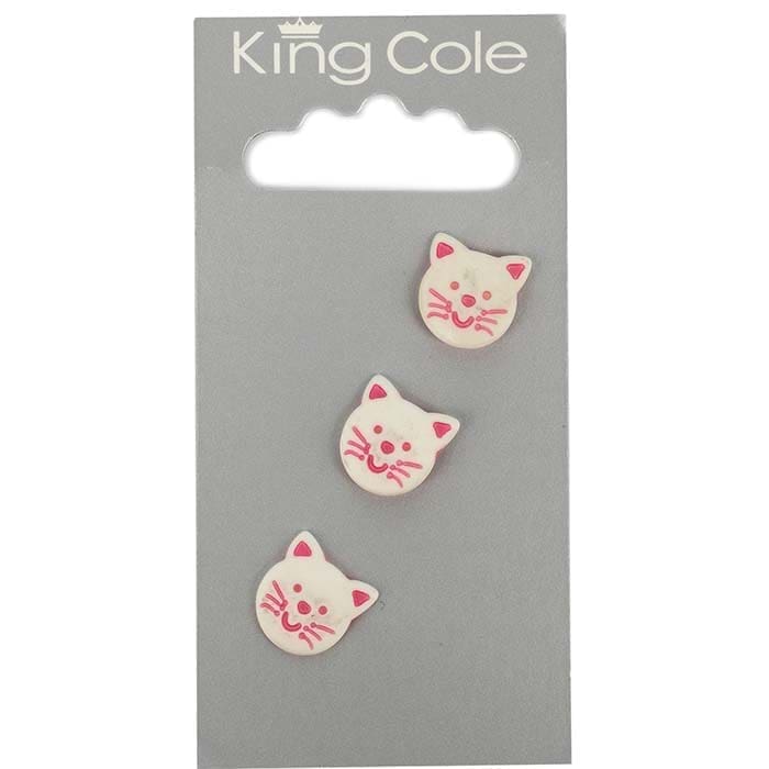Cat Shaped Button - White & Pink | King Cole