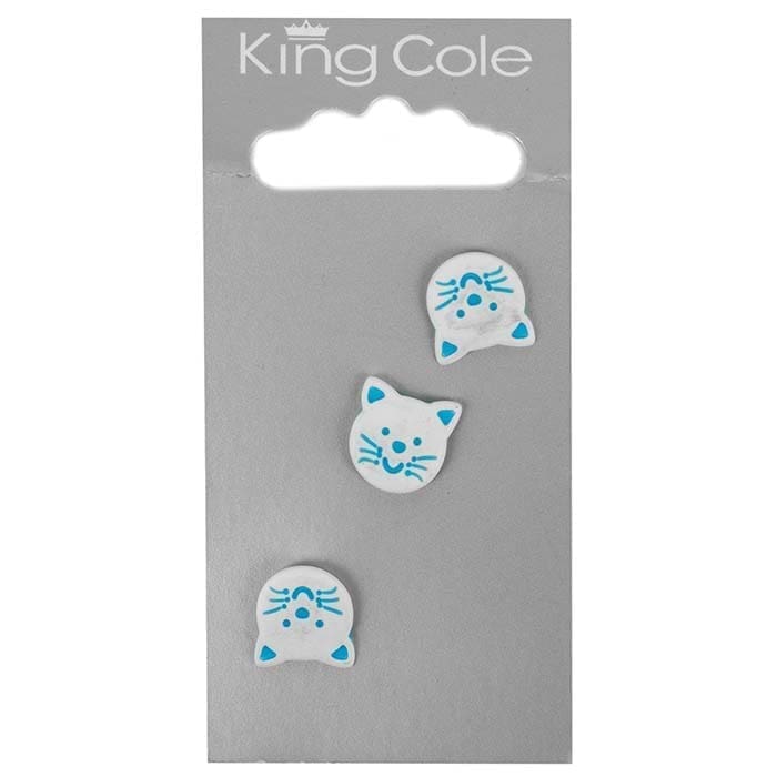 Cat Shaped Button - White | King Cole