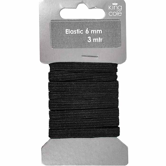 Elastic - Black (6mm x 3m) | King Cole