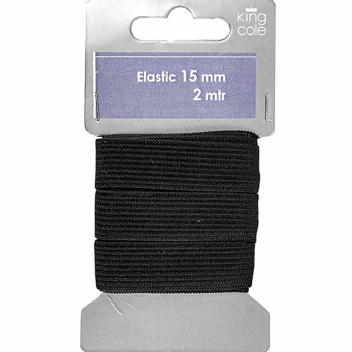 Elastic - Black (15mm x 2m) | King Cole