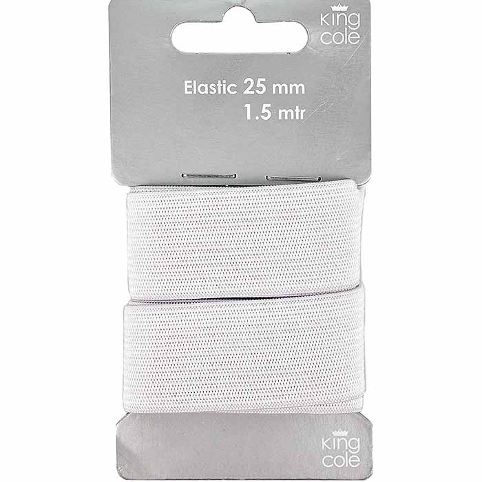 Elastic - White (25mm x 1.5m) | King Cole