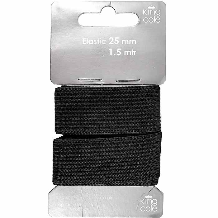 Elastic - Black (25mm x 1.5m) | King Cole