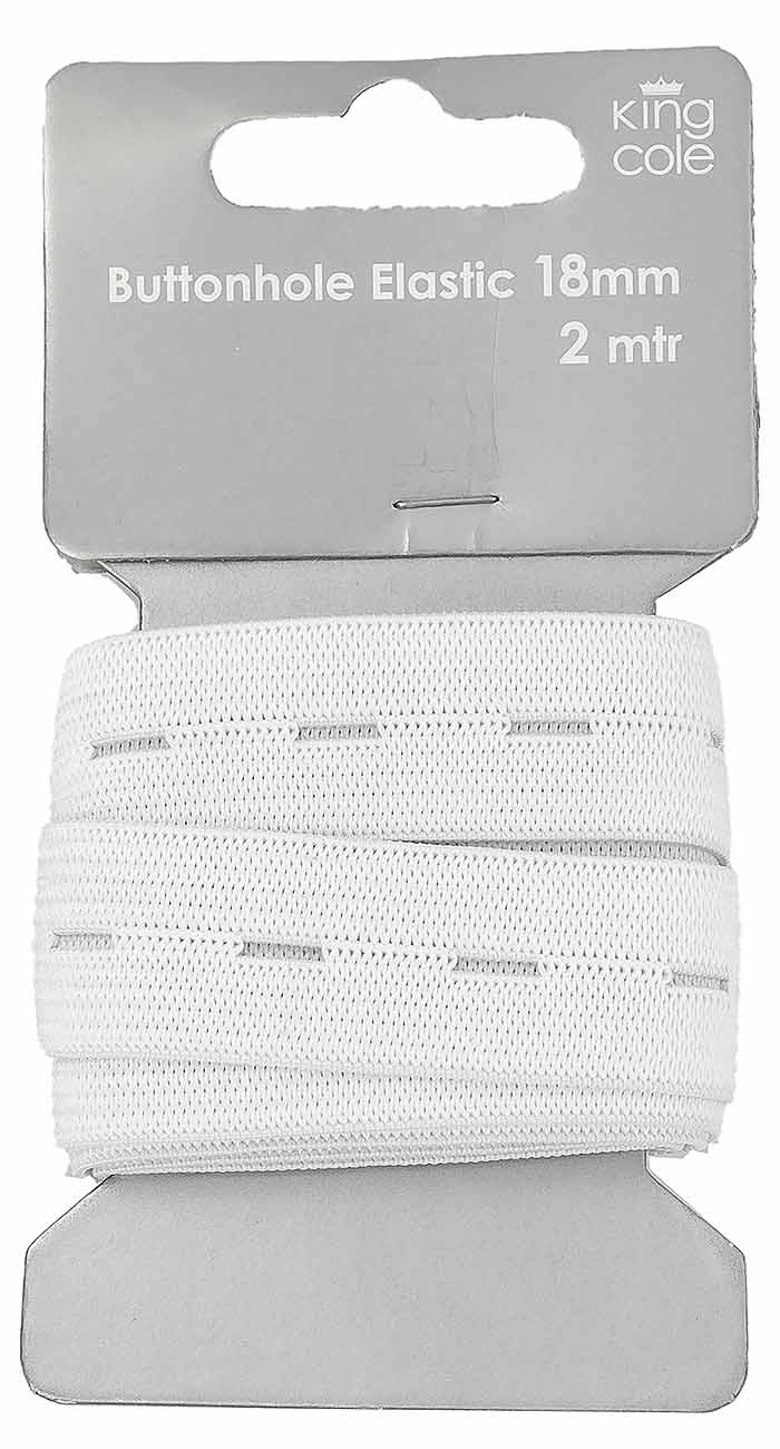 Buttonhole Elastic - White (18mm x 2m) | King Cole