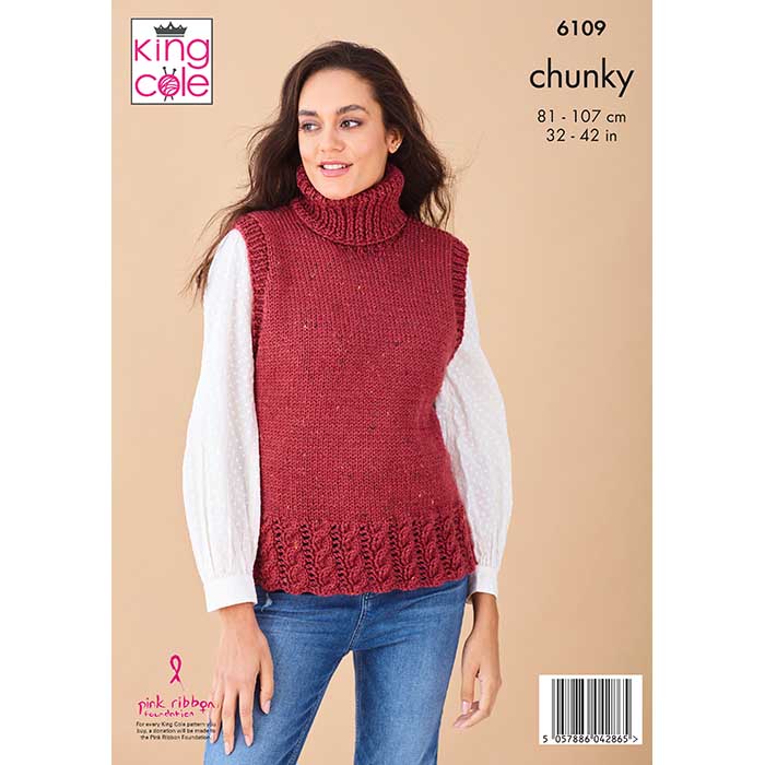 Jacket & Tank Top Knitted in Chunky Tweed | King Cole