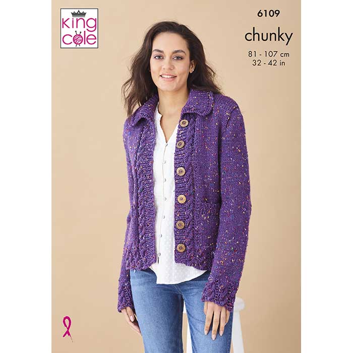 Jacket & Tank Top Knitted in Chunky Tweed | King Cole