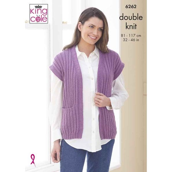 Sweater and Sleeveless Jacket knitted in Orchard DK | King Cole
