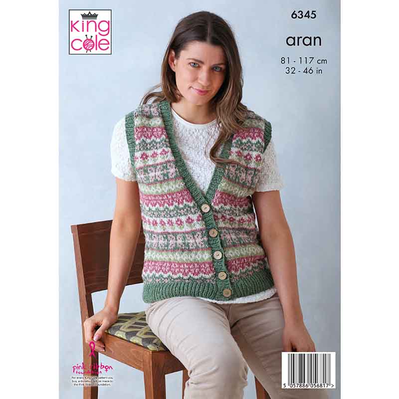 Cardigan and Waistcoat Top knitted in Forest Aran | King Cole