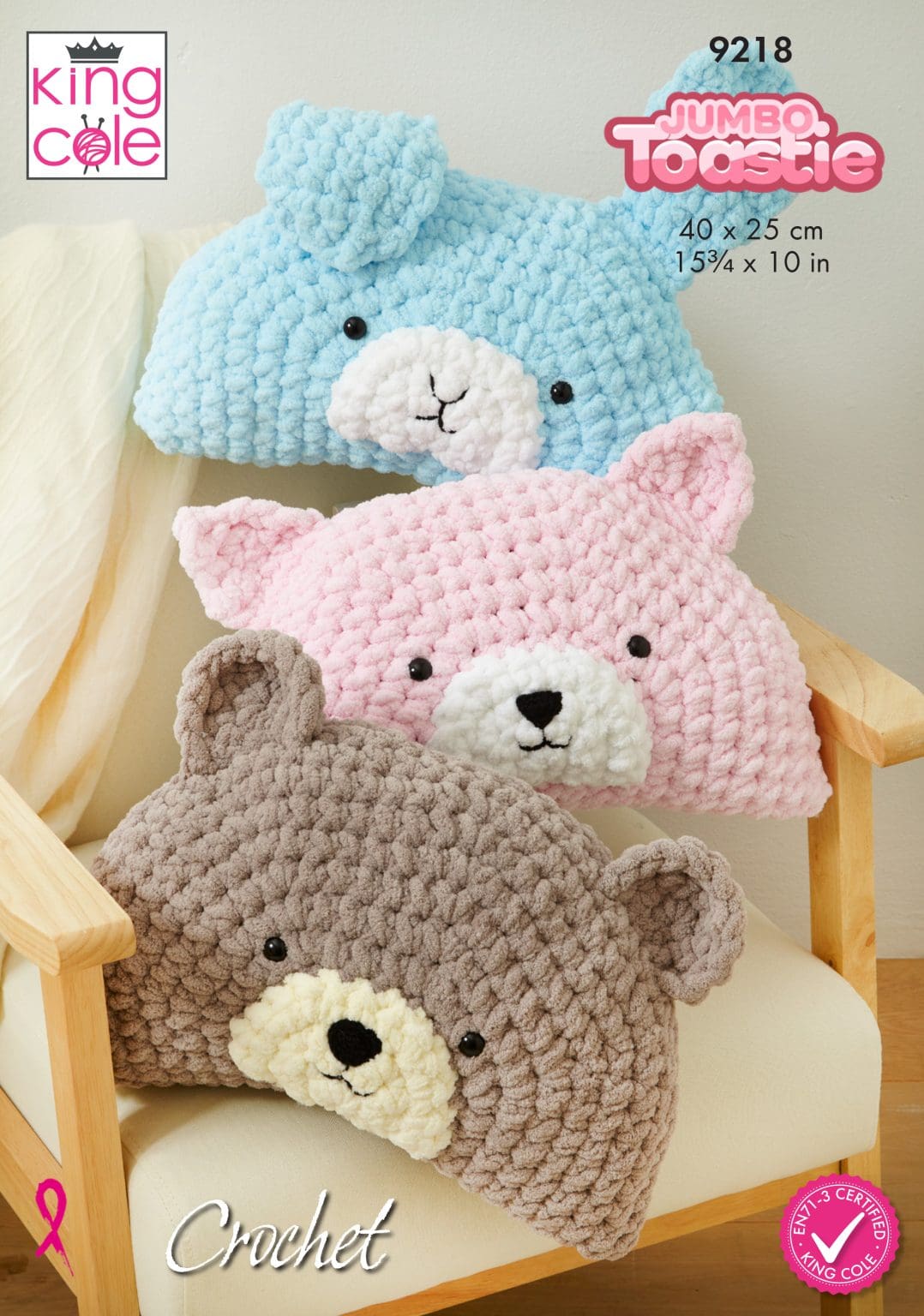 Animal Pillows crocheted in Jumbo Toastie | King Cole