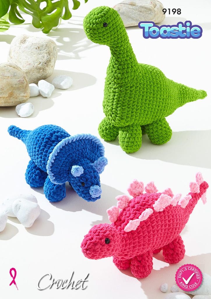 Dinosaurs crocheted in Toastie | King Cole